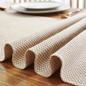 13 x 72 inch Fall Farmhouse Cotton Linen Table Runner with Handcraft Tassel, Rustic Jute Burlap Table Runners 72 Inches Long for Dining Room, Dresser Decor - Waffle