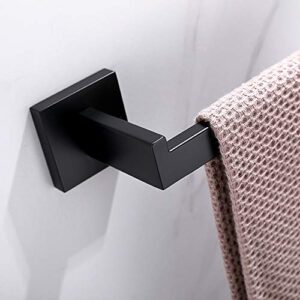 TASTOS Premium Stainless Steel Hand Towel Holder, Square Hand Towel Ring Heavy Duty Wall Mounted Modern Hand Towel Bar for Bathroom Kitchen, Matte Black