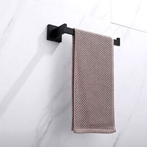 TASTOS Premium Stainless Steel Hand Towel Holder, Square Hand Towel Ring Heavy Duty Wall Mounted Modern Hand Towel Bar for Bathroom Kitchen, Matte Black