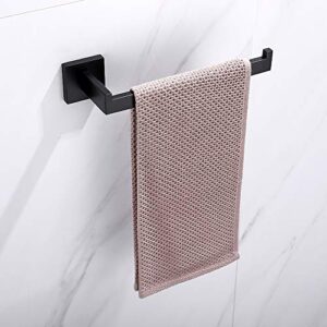 TASTOS Premium Stainless Steel Hand Towel Holder, Square Hand Towel Ring Heavy Duty Wall Mounted Modern Hand Towel Bar for Bathroom Kitchen, Matte Black