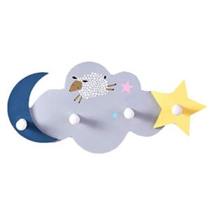 garneck children wall hook cartoon star moon wooden coat holder hook for kids room home kitchen bathroom over door hanger (light grey)