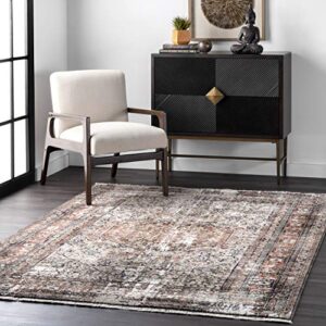 nuloom charvi distressed medallion fringe area rug, 9' x 12', multi