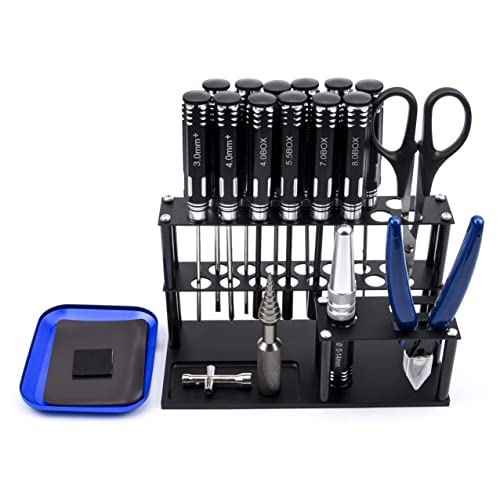 19 in 1 RC Tool Kit Screwdriver Pliers Hex Sleeve Socket Repair Tool Set+Screwdriver Organizers Bracket for RC Car Quadcopter Drone Helicopter Airplane