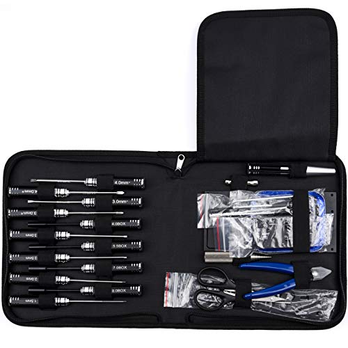 19 in 1 RC Tool Kit Screwdriver Pliers Hex Sleeve Socket Repair Tool Set+Screwdriver Organizers Bracket for RC Car Quadcopter Drone Helicopter Airplane