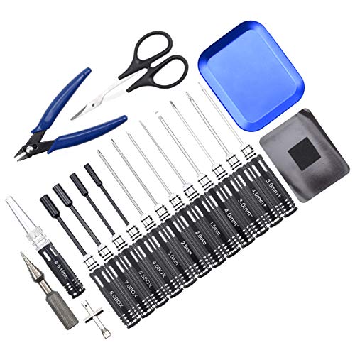 19 in 1 RC Tool Kit Screwdriver Pliers Hex Sleeve Socket Repair Tool Set+Screwdriver Organizers Bracket for RC Car Quadcopter Drone Helicopter Airplane