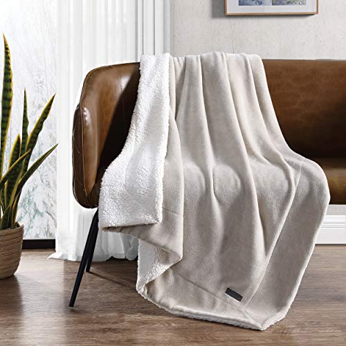 Eddie Bauer Ultra-Plush Collection Throw Blanket-Reversible Sherpa Fleece Cover, Soft & Cozy, Perfect for Bed or Couch, Oyster