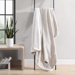 Eddie Bauer Ultra-Plush Collection Throw Blanket-Reversible Sherpa Fleece Cover, Soft & Cozy, Perfect for Bed or Couch, Oyster