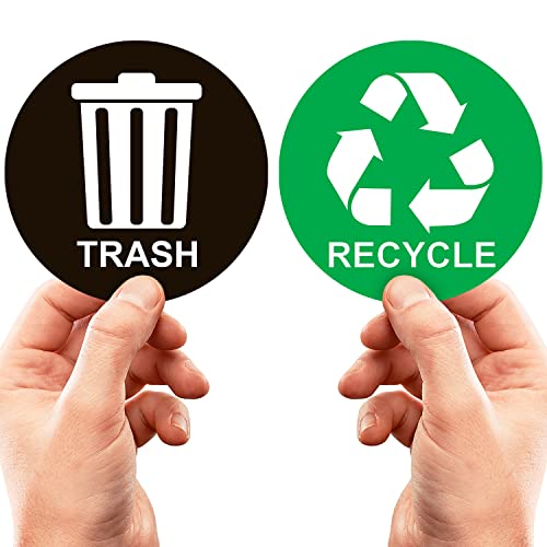 ASSURED SIGNS Recycle Sticker for Trash Can - Perfect Bin Labels - 2 Pack - 5" by 5" Decal Logo - Ideal Sign for Home or Office Refuse Bin - Suitable for Indoor/Outdoor use