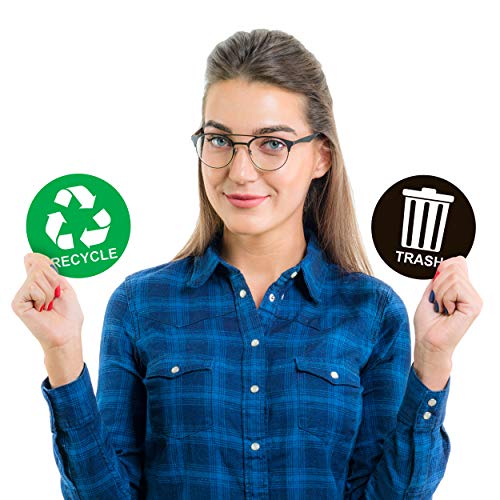 ASSURED SIGNS Recycle Sticker for Trash Can - Perfect Bin Labels - 2 Pack - 5" by 5" Decal Logo - Ideal Sign for Home or Office Refuse Bin - Suitable for Indoor/Outdoor use