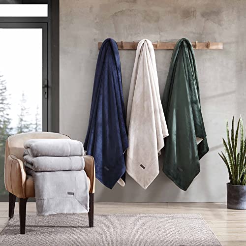 Eddie Bauer Ultra-Plush Collection Throw Blanket - Reversible Sherpa Fleece Cover, Soft & Cozy, Perfect for Bed or Couch, Full/Queen, Chrome Grey