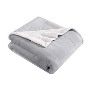 Eddie Bauer Ultra-Plush Collection Throw Blanket - Reversible Sherpa Fleece Cover, Soft & Cozy, Perfect for Bed or Couch, Full/Queen, Chrome Grey