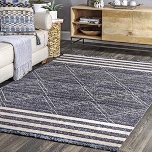 nuloom roberge diamonds indoor/outdoor area rug, 8' square, blue