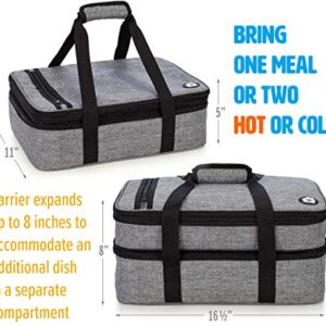 VP Home Double Casserole Insulated Travel Carry Bag (Heather Gray) for Trip Birthday Party, Mother's Day, Holiday, Christmas Day, Grocery Store, Supermarket, Outdoor Picnic etc