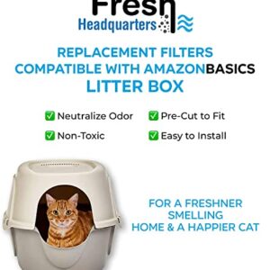 Activated Charcoal Replacement Filters Compatible with AmazonBasics Hooded Covered Cat Litter Box 6 Pack– Eliminate up to 99% of Odors to Keep Your Home Fresh