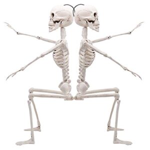 JOYIN 2 Halloween Decoration 24” Pose-N-Stay Full Body Skeleton Plastic Bone with Posable Joints for Pose Skeleton Indoor/Outdoor Spooky Scene Photo Prop Party Favors Décor