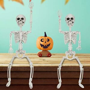 JOYIN 2 Halloween Decoration 24” Pose-N-Stay Full Body Skeleton Plastic Bone with Posable Joints for Pose Skeleton Indoor/Outdoor Spooky Scene Photo Prop Party Favors Décor