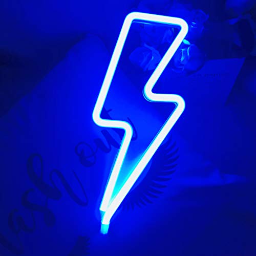 Nordstylee Neon Lightning Light Signs,Led Lightning Night Lights for Kid's Gift, Wall, Birthday Party, Christmas, Wedding Decoration(Blue)