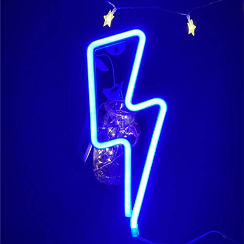 Nordstylee Neon Lightning Light Signs,Led Lightning Night Lights for Kid's Gift, Wall, Birthday Party, Christmas, Wedding Decoration(Blue)