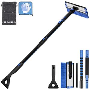 joytutus 47.7″ extendable snow brush and ice scraper, 270° pivoting snow scraper brush for car windshield, telescoping ice scraper, foam grip, heavy duty snow remover for cars, trucks, suv (black)