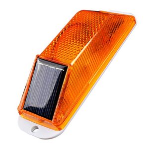 risoon solar strobe warning light: sensitive led warning lamp high bright waterproof ip65 light control flashing beacon barricade construction safety traffic light for driveways dock (yellow)