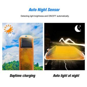 RISOON Solar Strobe Warning Light: Sensitive LED Warning Lamp High Bright Waterproof IP65 Light Control Flashing Beacon Barricade Construction Safety Traffic Light for Driveways Dock (Yellow)