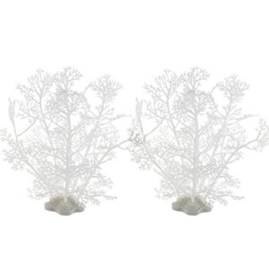 jih aquarium decor plastic plant small,fish tank decoration ornament artificial plants 8 inch (white 2 pcs)