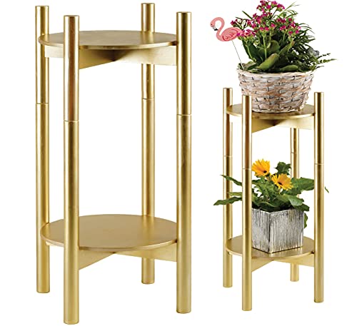 ZPirates Golden Tall Plant Stand Indoor - Tall 26-inch, 12-inch Wide Top - Holder for Small and Large Planter Pots and Flower Vases