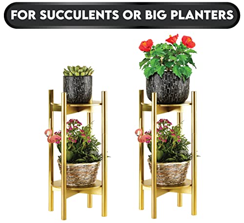 ZPirates Golden Tall Plant Stand Indoor - Tall 26-inch, 12-inch Wide Top - Holder for Small and Large Planter Pots and Flower Vases