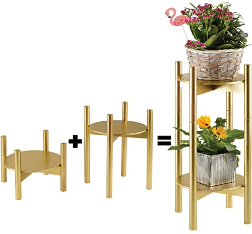 ZPirates Golden Tall Plant Stand Indoor - Tall 26-inch, 12-inch Wide Top - Holder for Small and Large Planter Pots and Flower Vases