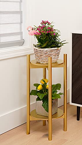 ZPirates Golden Tall Plant Stand Indoor - Tall 26-inch, 12-inch Wide Top - Holder for Small and Large Planter Pots and Flower Vases