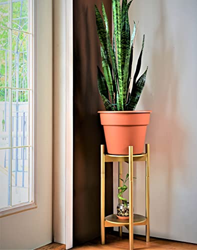 ZPirates Golden Tall Plant Stand Indoor - Tall 26-inch, 12-inch Wide Top - Holder for Small and Large Planter Pots and Flower Vases