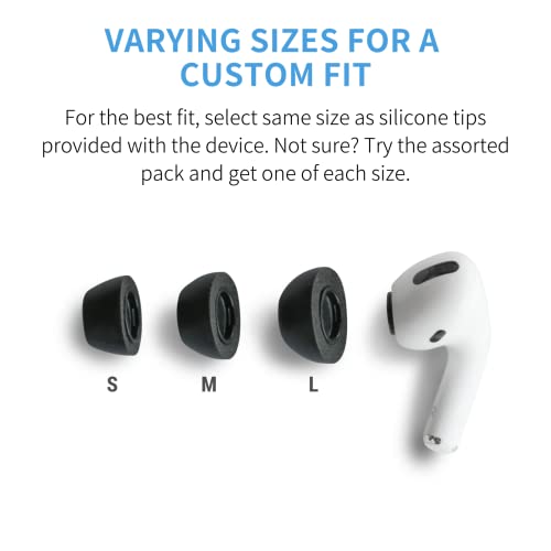 COMPLY Foam Ear Tips for Apple AirPods Pro Generation 1 & 2, Ultimate Comfort| Unshakeable Fit| Assorted S/M/L, 3 Pairs