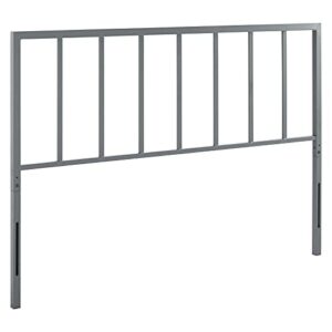 modway tatum modern farmhouse metal king headboard in gray