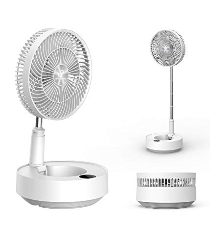 Snowpea Quiet Desk Fan Oscillating Room Fan 5 Speeds 25dB Silent Table Fan Air Circulator Fan with Remote Control 8000mAh Battery for Outdoor Bedroom Office Living Room (White)