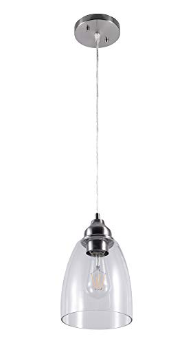 YaoKuem Pendant Lighting Fixture, Hanging Ceiling Lights with E26 Medium Base, Metal Housing with Clear Glass, Bulbs not Included, 2-Pack