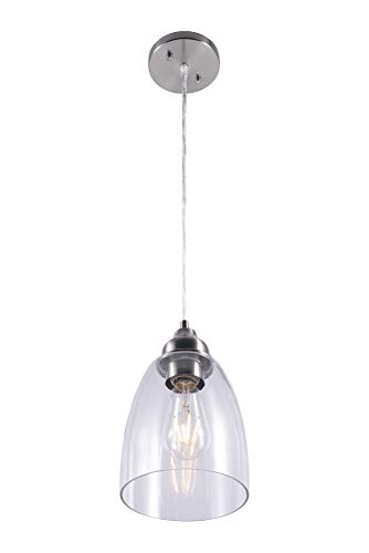 YaoKuem Pendant Lighting Fixture, Hanging Ceiling Lights with E26 Medium Base, Metal Housing with Clear Glass, Bulbs not Included, 2-Pack