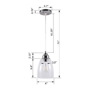 YaoKuem Pendant Lighting Fixture, Hanging Ceiling Lights with E26 Medium Base, Metal Housing with Clear Glass, Bulbs not Included, 2-Pack