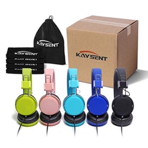 Kaysent Heavy Duty Classroom Headphones Set for Students - (KPB-10Mixed) 10 Packs Multi-Colors Kids' Headphones for School, Library, Computers, Children and Adult(No Microphone)