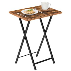 HOOBRO Folding TV Table, TV Tray, Stable Snack Table for Small Space, Portable Sofaside Table, Easy Assembly and Storage, Ideal for Snacks and Meals in Living Room, Rustic Brown and Black BF15BZ01