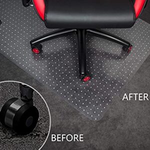 HOMEK Office Chair Mat for Carpeted Floors - Clear Carpet Chair Mat with Lip 48”x 36”x 0.09”