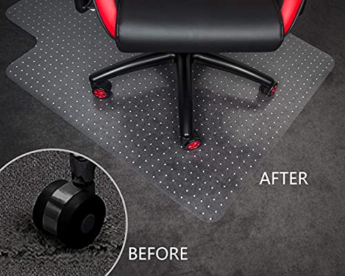 HOMEK Office Chair Mat for Carpeted Floors - Clear Carpet Chair Mat with Lip 48”x 36”x 0.09”