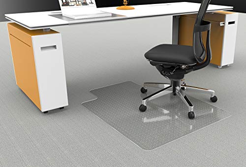 HOMEK Office Chair Mat for Carpeted Floors - Clear Carpet Chair Mat with Lip 48”x 36”x 0.09”