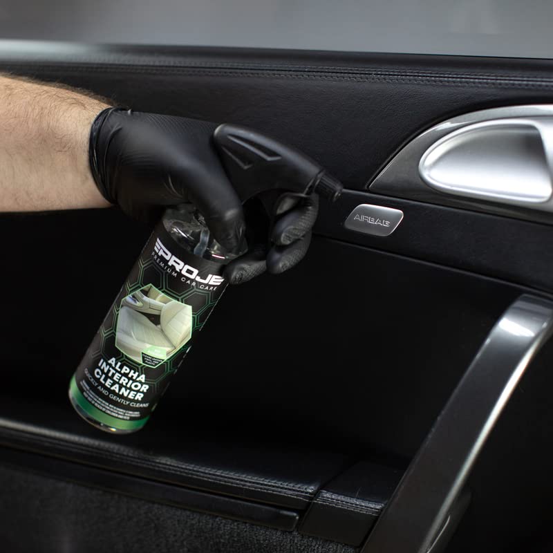 Proje Premium Car Care - Alpha Interior Cleaner - Leather Seat Cleaner - Multi-Surface Safe - Interior Car Cleaning Spray - PH Balanced - All in One Cleaner - Safe on Dash, Leather, Vinyl, Plastics, Trim, Glass, & More