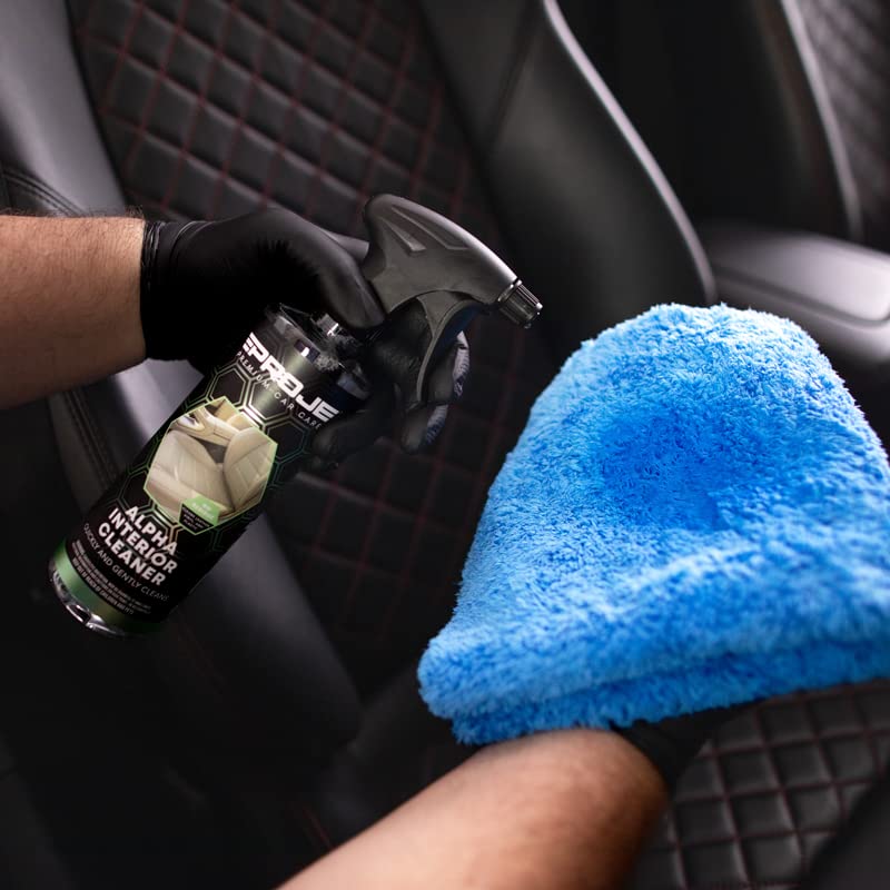 Proje Premium Car Care - Alpha Interior Cleaner - Leather Seat Cleaner - Multi-Surface Safe - Interior Car Cleaning Spray - PH Balanced - All in One Cleaner - Safe on Dash, Leather, Vinyl, Plastics, Trim, Glass, & More