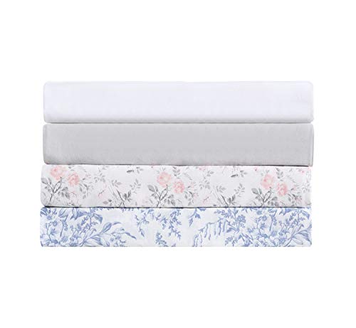 Laura Ashley Home | Tencel Collection | Bed Sheet Set - Silky Soft, Moisture-Wicking & Breathable Bedding, King, Augusta White