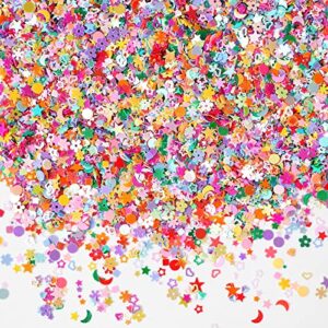 wankko multicolor manicure glitter confetti 3.6oz/100g, mixed shapes size 2-4mm for party decoration, diy crafts, premium nail art etc