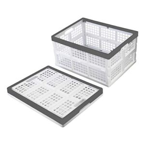 Inhouse 34 Quart Collapsible Milk Crates, Foldable Plastic Container Bin, 3 Packs, F