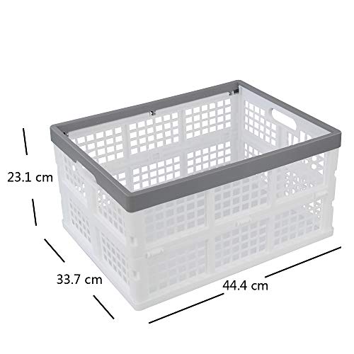 Inhouse 34 Quart Collapsible Milk Crates, Foldable Plastic Container Bin, 3 Packs, F