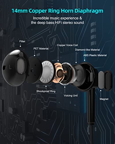 iFory USB C Earphones, HiFi Stereo Type C Earbuds Stereo in-Ear Earbud USB C Headphones with Mic and Volume Control Compatible with Google Pixel 3/2/XL, Sony XZ2, iPad Pro Black