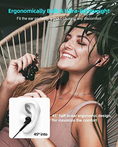 iFory USB C Earphones, HiFi Stereo Type C Earbuds Stereo in-Ear Earbud USB C Headphones with Mic and Volume Control Compatible with Google Pixel 3/2/XL, Sony XZ2, iPad Pro Black